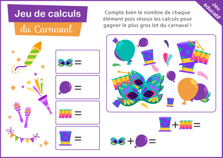 Jeux pour Carnaval Enfant Gratuit, Mardi Gras et cirque à Imprimer